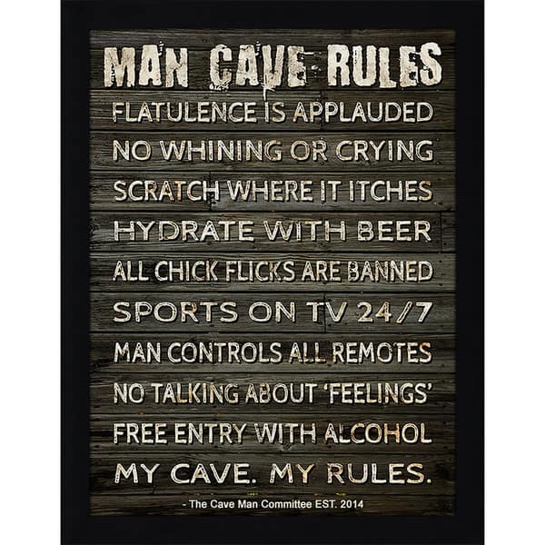 Framed Canvas Art Studio Man Cave Rules I Framed Plexiglass Wall Art ...