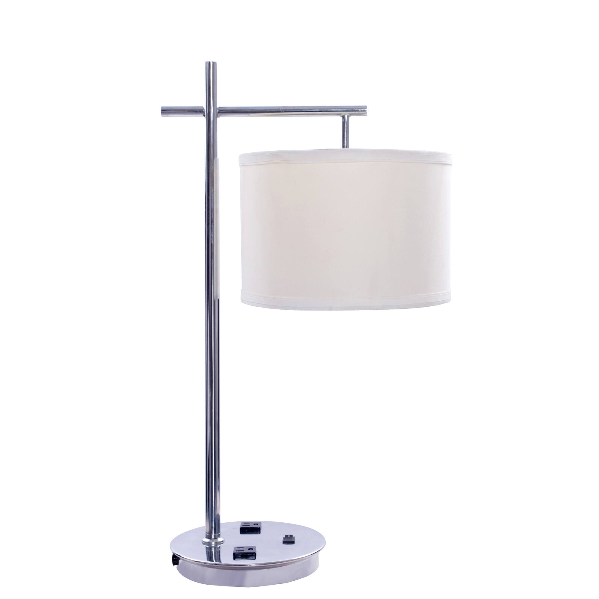 26 inch Tech-Friendly Metal Table Lamp in Chrome Finish with 2 ...