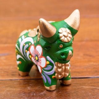 Handmade Ceramic 'Little Green Pucara Bull' Figurine (Peru) - Bed Bath ...
