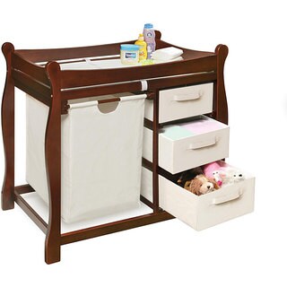 Cherry Changing Table with Hamper and Three Baskets (As Is Item) - Bed ...