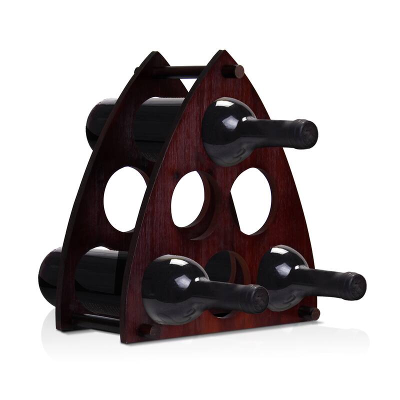 Furinno Black Wood Pyramid Creative Wine Rack - Overstock - 13208647