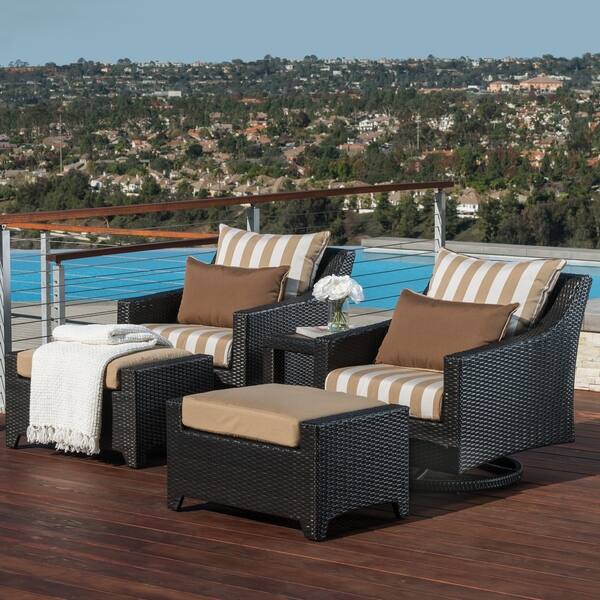 Deco 5 Piece Sunbrella Outdoor Patio Motion Club & Ottoman Set - Maxim ...
