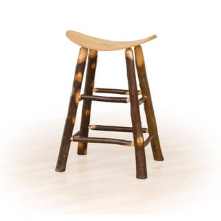 DISCONTINUED - Rustic 24 Inch Counter Saddle Stool - Hickory & Oak or ...