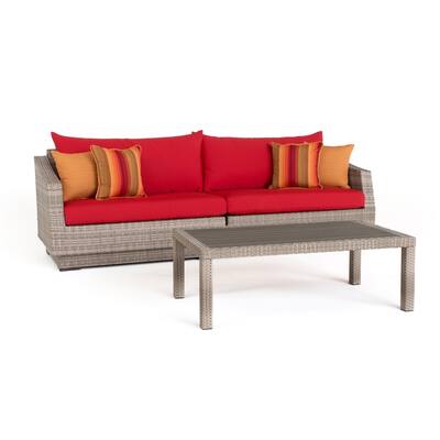 RST Brands Cannes Sofa in Sunset Red with Deluxe Coffee Table ...