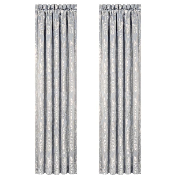 Five Queens Court Faith Blue Woven Jacquard Lined Curtain Panel Pair ...