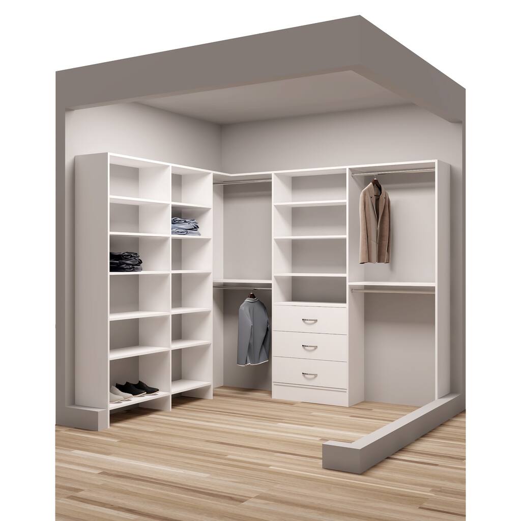 TidySquares White Wood 93 x 84.25" Walk-in Closet System - Overstock ...