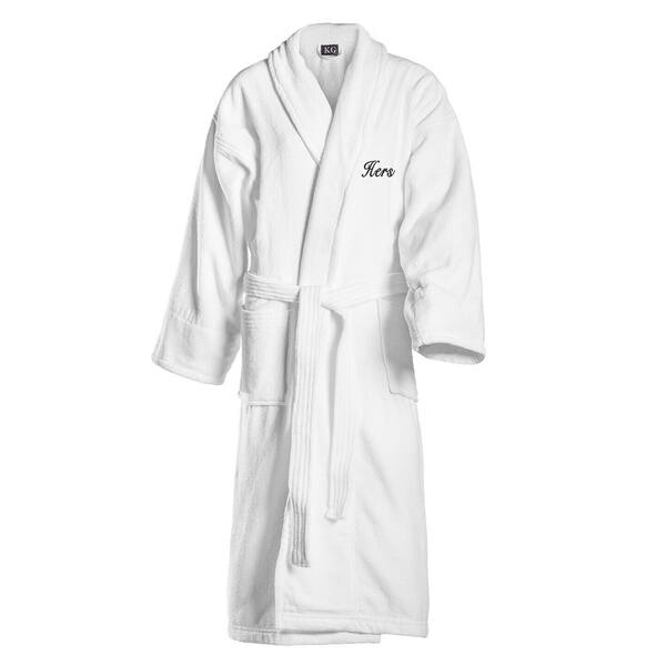 Kaufman His or Hers Embroidered White Shawl Collar Robe - On Sale - Bed ...