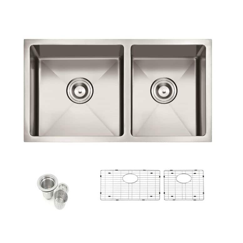Starstar Stainless Steel 60/40 Undermount Double Bowl Kitchen Sink ...