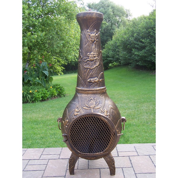 Oakland Living Corporation Leaping Frogs 53-inch Chimenea Brown Wrought ...