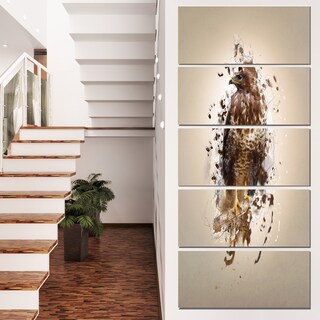 Designart "Abstract Falcon on Branch" Large Animal Art on Canvas - Bed ...