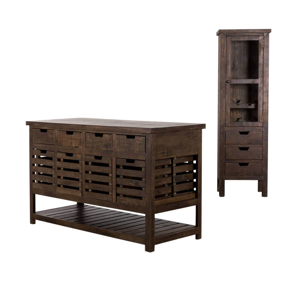 Handmade Rustic Mission Kitchen Island and Cabinet Set (India ...