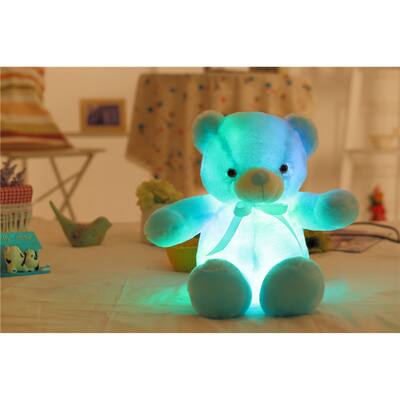 Teddy Bear Blue Cotton Color-changing LED Plush Pillow - Overstock ...