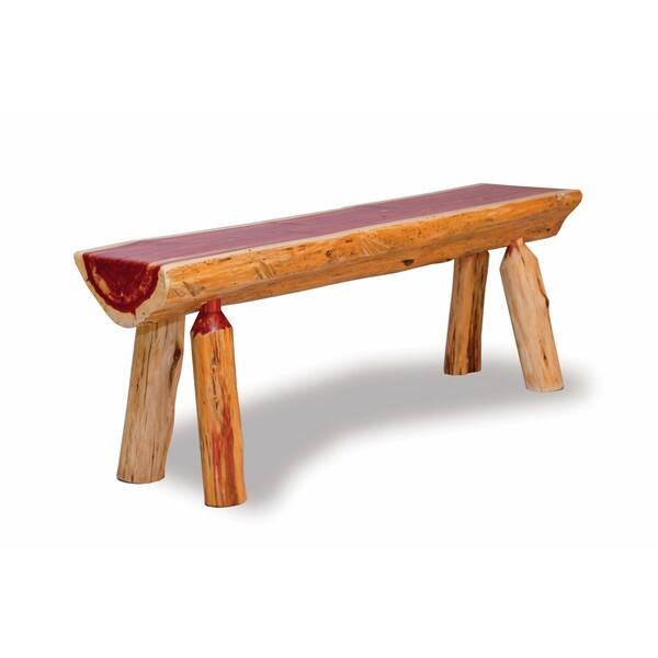 DISCONTINUED - Rustic Red Cedar Log Half Dining Bench - Bed Bath ...