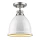 Golden Lighting Duncan Pewter with White Shade Flush-mount Light ...
