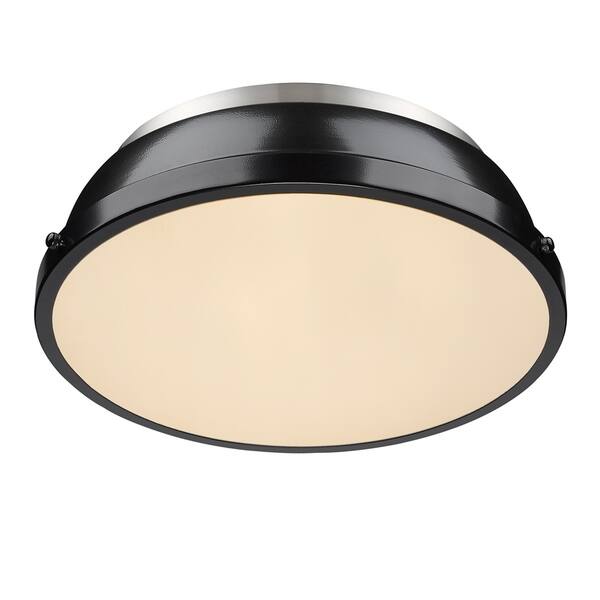 Golden Lighting Duncan Pewter/Black Metal 14-inch' Flush Mount Fixture ...