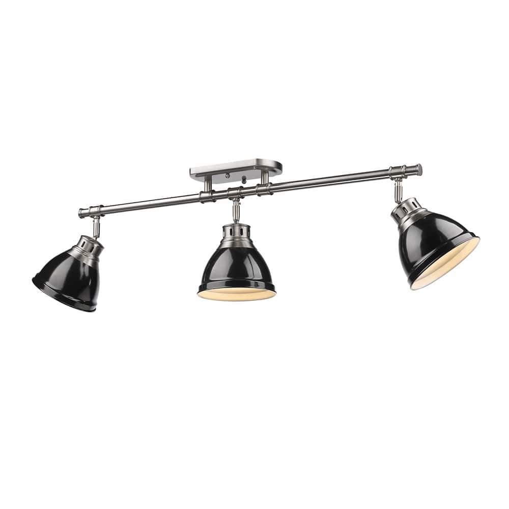 Golden Lighting Duncan Pewter With Black Shades 3-light Semi-Flush ...