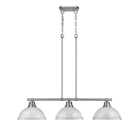 Duncan 3-light Linear Pendant in Aged Brass with White Shades ...