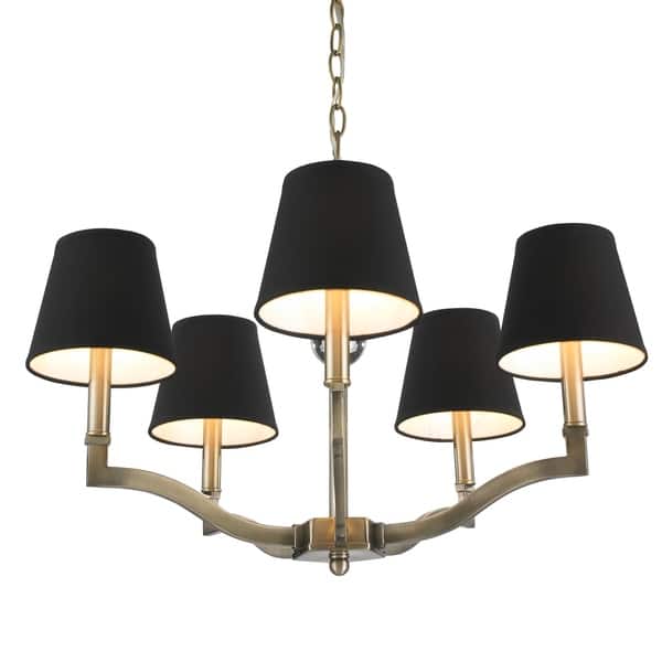 Golden Lighting Waverly Aged Brass Tuxedo Shade 5-light Chandelier ...