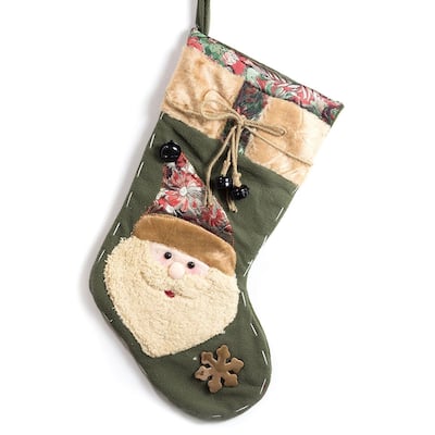 Classic Christmas Stocking Polyester 19-inch Embroidered Santa Clause ...