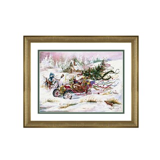 Peggy Abrams - Santa sleigh Ride - Framed Matted Christmas Art - Bed ...