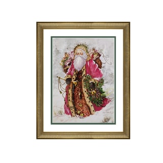 Peggy Abrams - Pink Santa - Framed Matted Christmas Art - Bed Bath ...