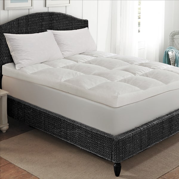 Overfilled Cotton Cover Baffled Box Featherbed with Bonus Pillow Set ...