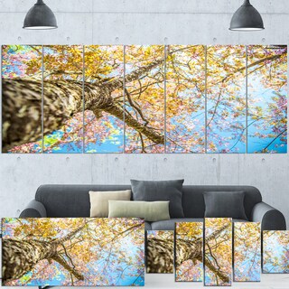 Designart "Under Branch of Yellow Cherry Tree" Modern Trees Extra Large ...
