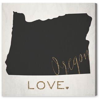 Oliver Gal 'Oregon Love' Maps and Flags Wall Art Canvas Print - Black ...