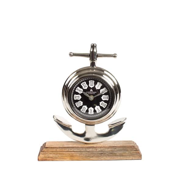 Privilege Brown Wood and Aluminum Clock - Bed Bath & Beyond - 13450860