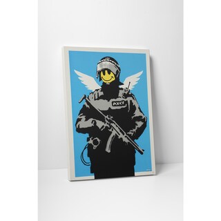 Banksy 'Smiley Riot Cop' Gallery Wrapped Canvas Wall Art - Bed Bath ...