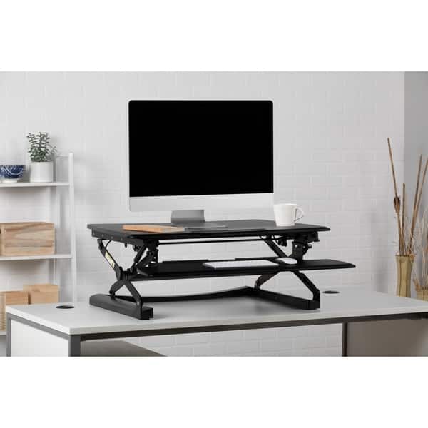 OFM Height Adjustable Sit-to-Stand Desktop Riser with Keyboard Tray ...