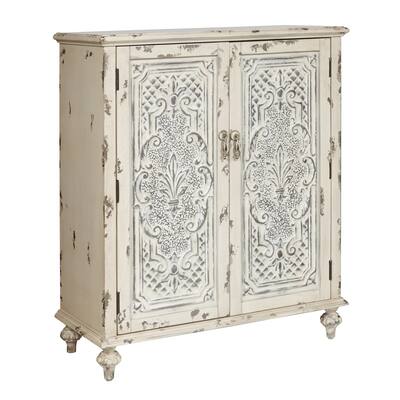 Hand Painted Distressed White Finish Accent Chest - Overstock - 13477732