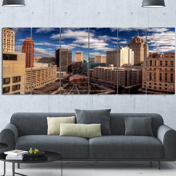Designart "Amazing Urban City With Skyline" Extra Large Cityscape Wall ...