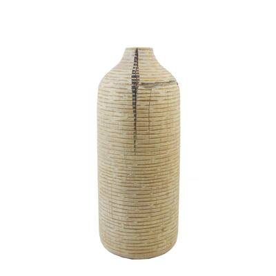 FireFly Tan Polyresin Ridges Vase - Overstock - 13548894