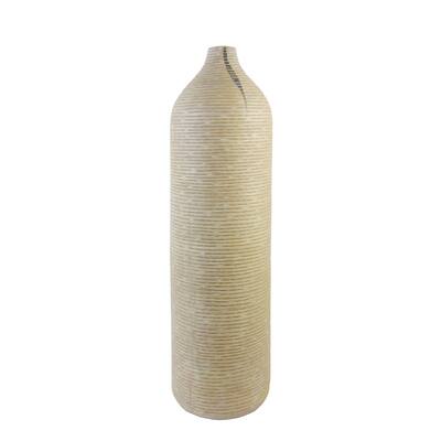 FireFly Tan Polyresin Ridged Vase - Overstock - 13548895