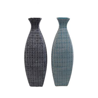 Firefly Blue Ceramic 16-inch Vases (Set of 2) - Overstock - 13548909