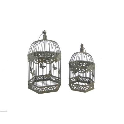 FireFly Green Metal Garden Bird Cages (Set of 2) - Overstock - 13550112