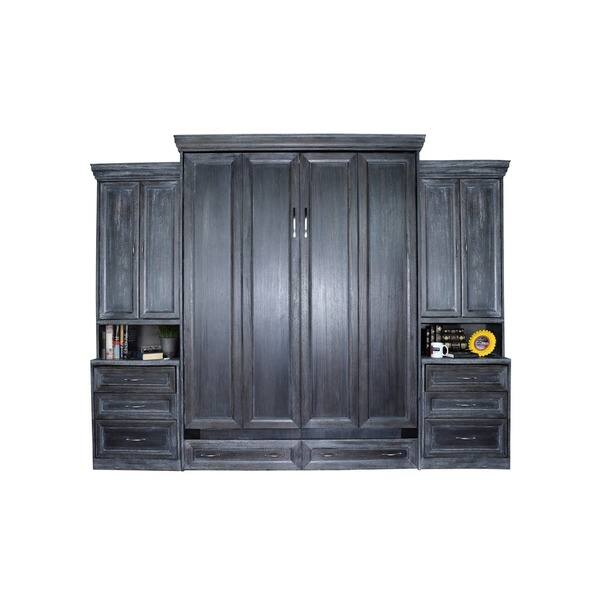 Venice Matrix Black Queen-Size Murphy Bed with 2 Cabinets - Bed Bath & Beyond - 13550200