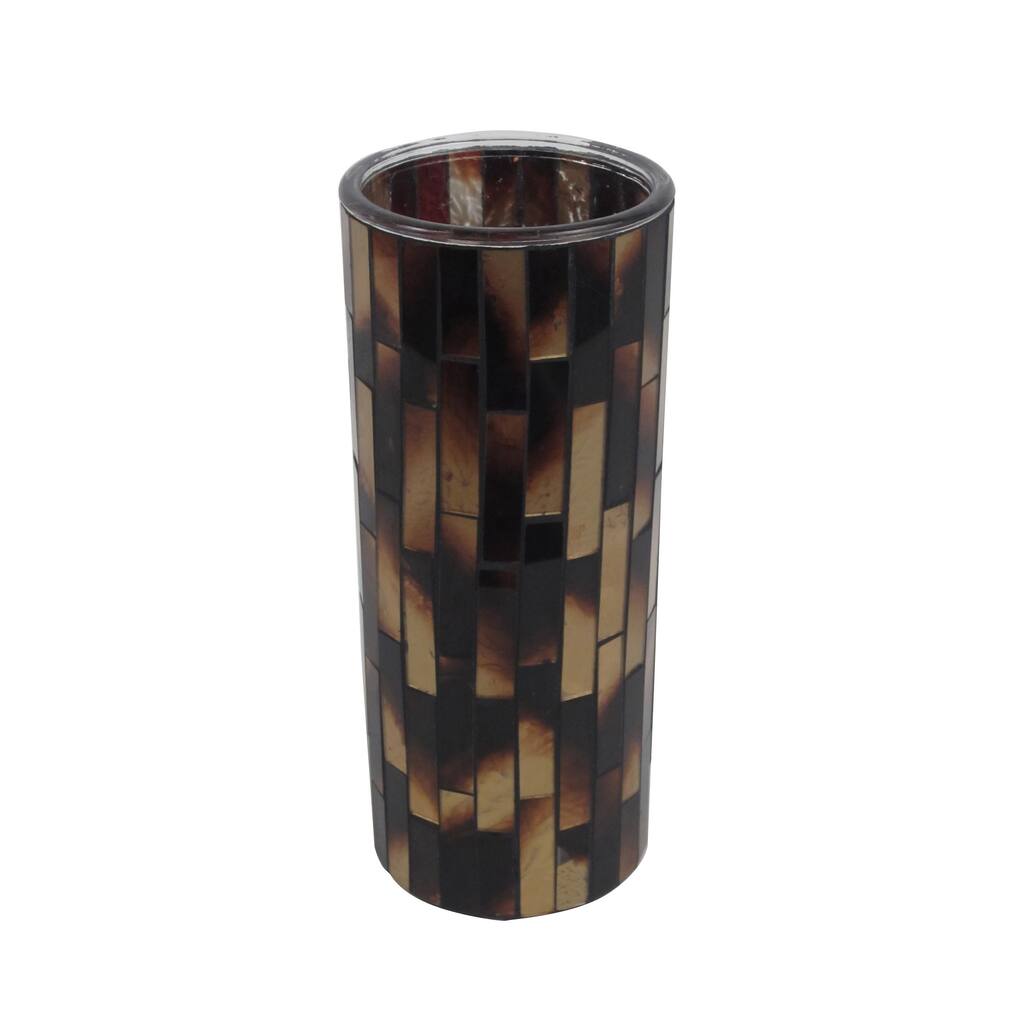 FireFly Brown Glass Mosaic Vase - Overstock - 13558666