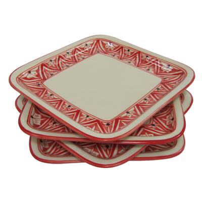 Handmade Square Stoneware Plates (set of 4) Nejma Design, by Le Souk ...