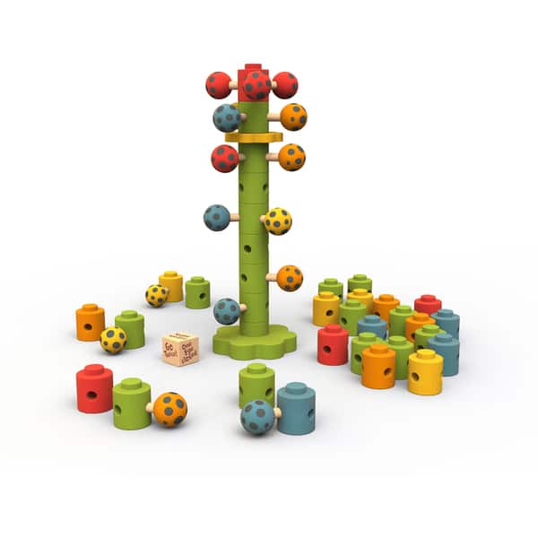 BeginAgain Toys Rubberwood Ladybug Flower Tower Game - Bed Bath ...