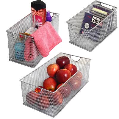 Set of 3 Stainless Steel Mesh Storage Boxes - Overstock - 13623766