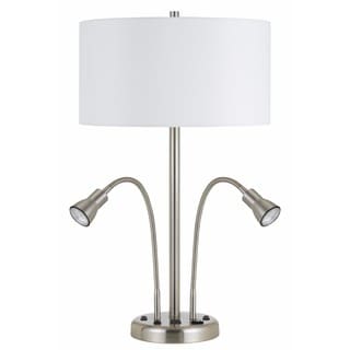White/Silver Metal Contemporary Desk Lamp with Built-in USB Outlet ...