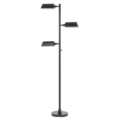 Black Metal 3-light LED Swivel Floor Lamp - Overstock - 13682452