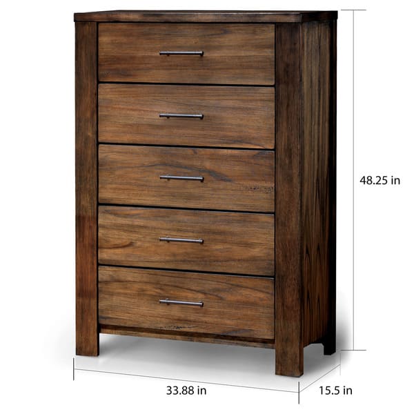 Marquez Rustic Oak 34-inch 5-Drawer Wood Chest by Carbon Loft - On Sale ...