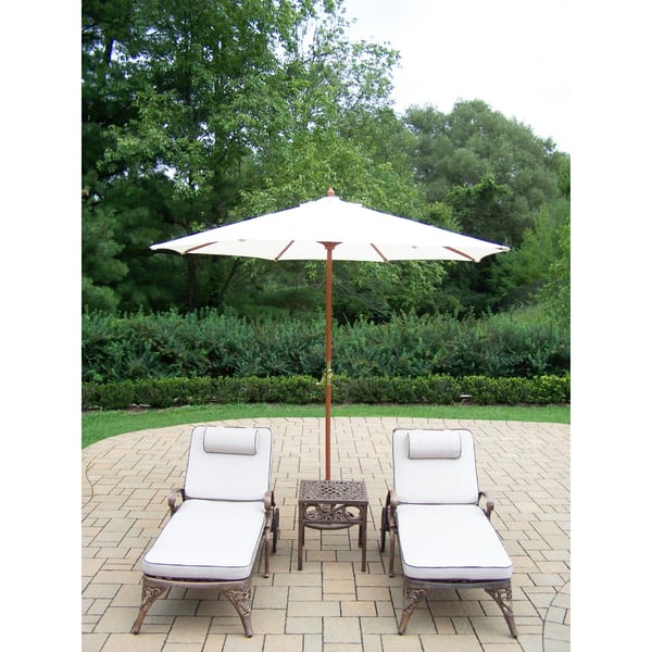 Dakota Lounge Set with 2 Cushioned & Wheeled Chaise Lounges, Side Table ...