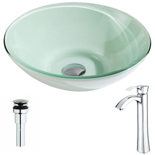 ANZZI Sonata Series Lustrous Light Green Deco-Glass Vessel Sink with ...