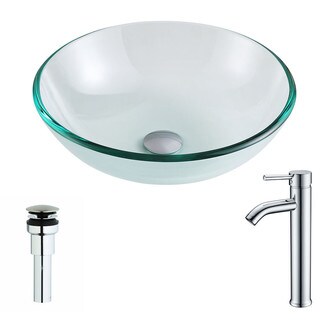 ANZZI Etude Series Lustrous Clear Deco-Glass Vessel Sink with Fann ...