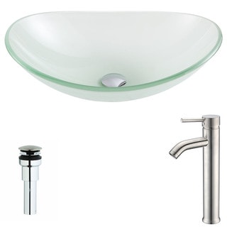 ANZZI Forza Series Lustrous Frosted Deco-Glass Vessel Sink with Fann ...