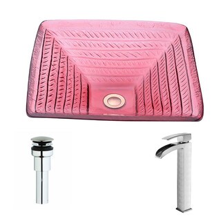 ANZZI Ritmo Series Lustrous Translucent Red Deco-Glass Vessel Sink with ...